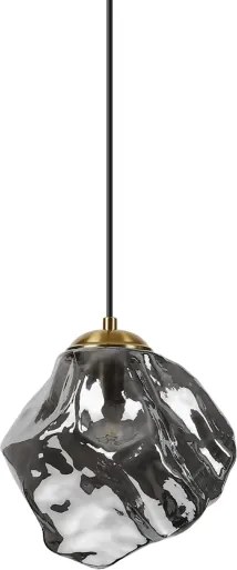Lustr na lanku CRISTAL 1xE14/15W/230V mosaz/kouřová černá