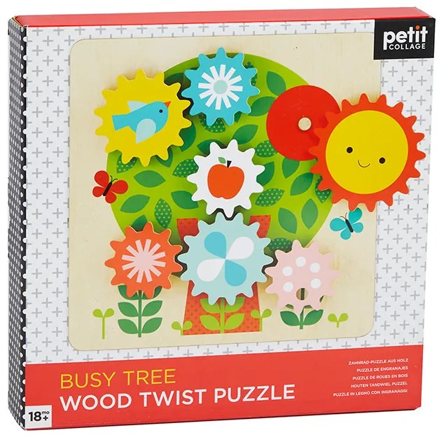 Petit Collage Puzzle ozubená kolečka stromeček