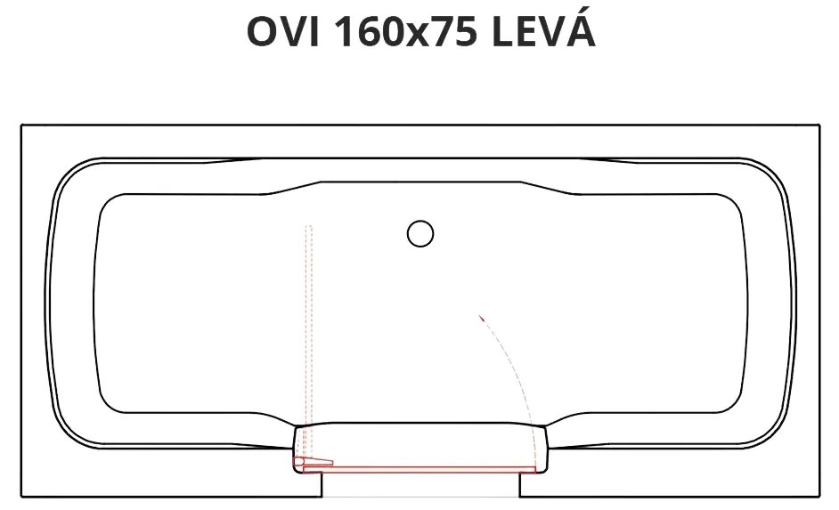 A-interiéry Polimat OVI vana pro seniory 160 x 75 cm s dvířky otevírání levé vč. sifonu bílá POL_OVI00749