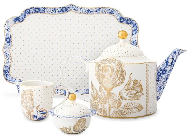 Pip Studio Royal White cukřenka 235ml, bílo-modrá (porcelánová cukřenka)