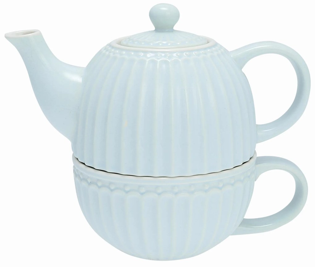 GREEN GATE Čajová konvička s hrnečkem Alice Pale blue, modrá barva, porcelán 400 ml