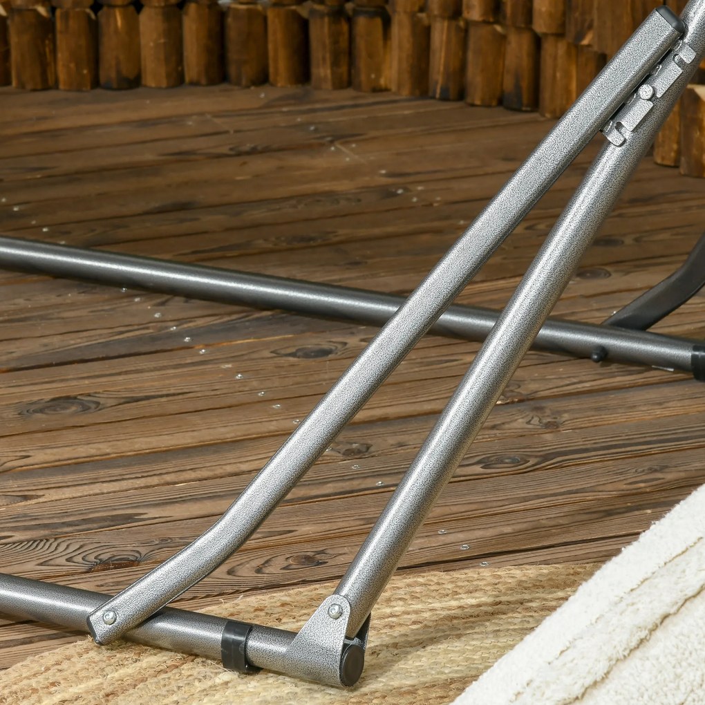 Skládací zahradní houpací síť s kovovým stojanem Outsunny, 1 místo, maximální nosnost 120 kg, rozměry 270L x 100W x 94H cm | Aosom