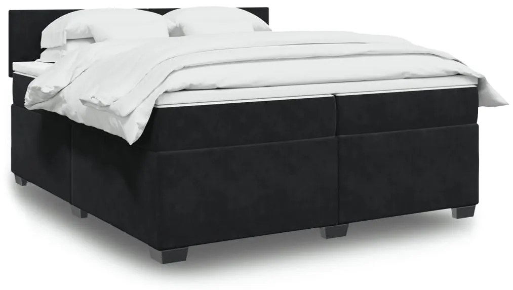 Box spring postel s matrací černá 200x200 cm samet 3288698