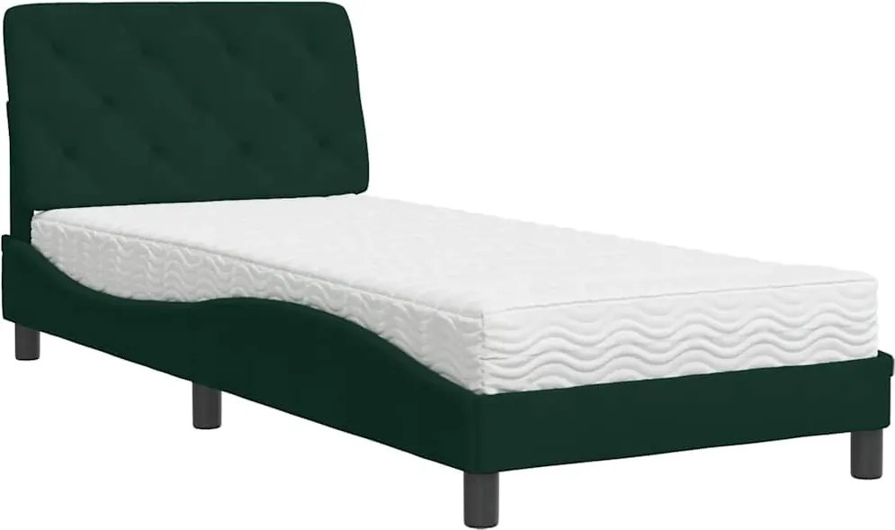 Postel s matrací tmavě zelená 90 x 190 cm samet 3208631