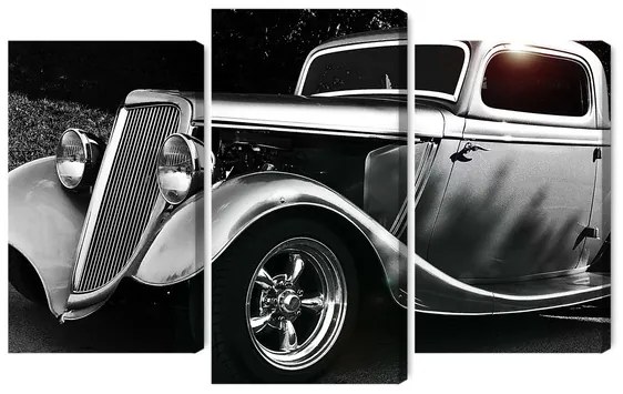 Vícedílný obraz Hot Rod Auto Ve Vintage Stylu Nedostatek Nedostatek Plátno Canvas 60x40