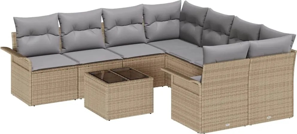 Sada zahradních pohovek 9 ks Beige a šedá polyratan 3353969