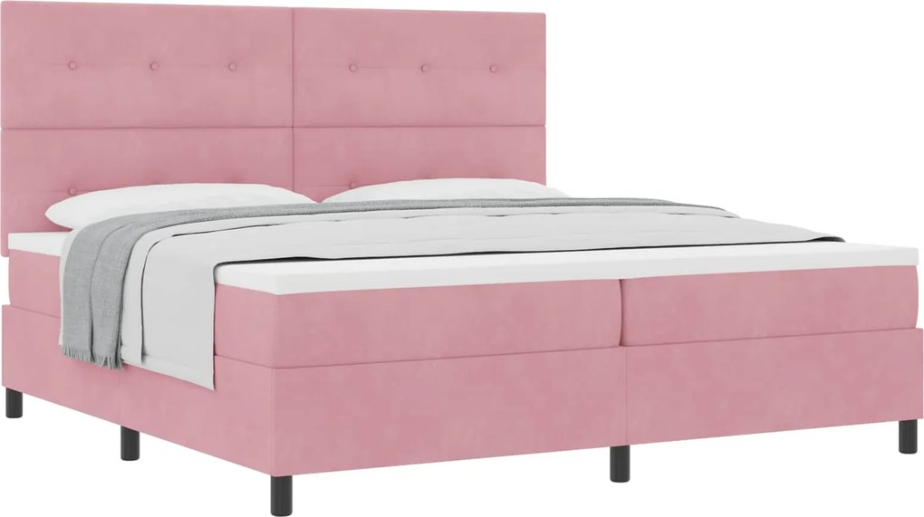 Postel s boxspringem s čelo Růžová 200 x 200 cm samet 3339859