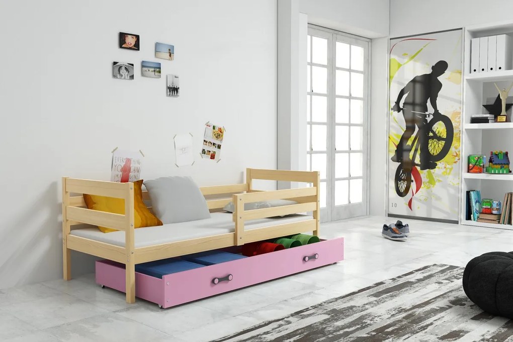 BMS Group Dětská postel s úložným prostorem ERYK borovice Velikost postele: 190x80 cm, Barva šuplíku: Modrá
