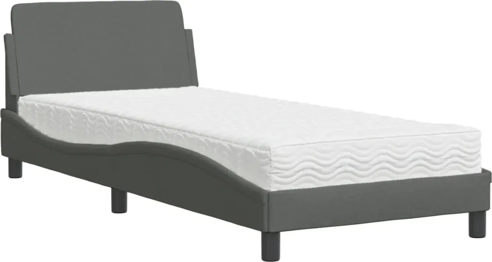 Postel s matrací Dover tmavě šedá 90 x 190 cm textil 3208305