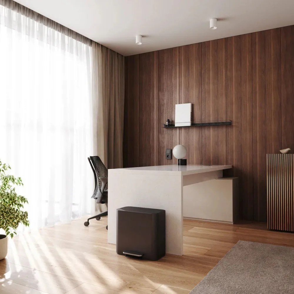 Matně černý ocelový odpadkový koš na tříděný odpad/nášlapný 15 l Dual Mini – simplehuman