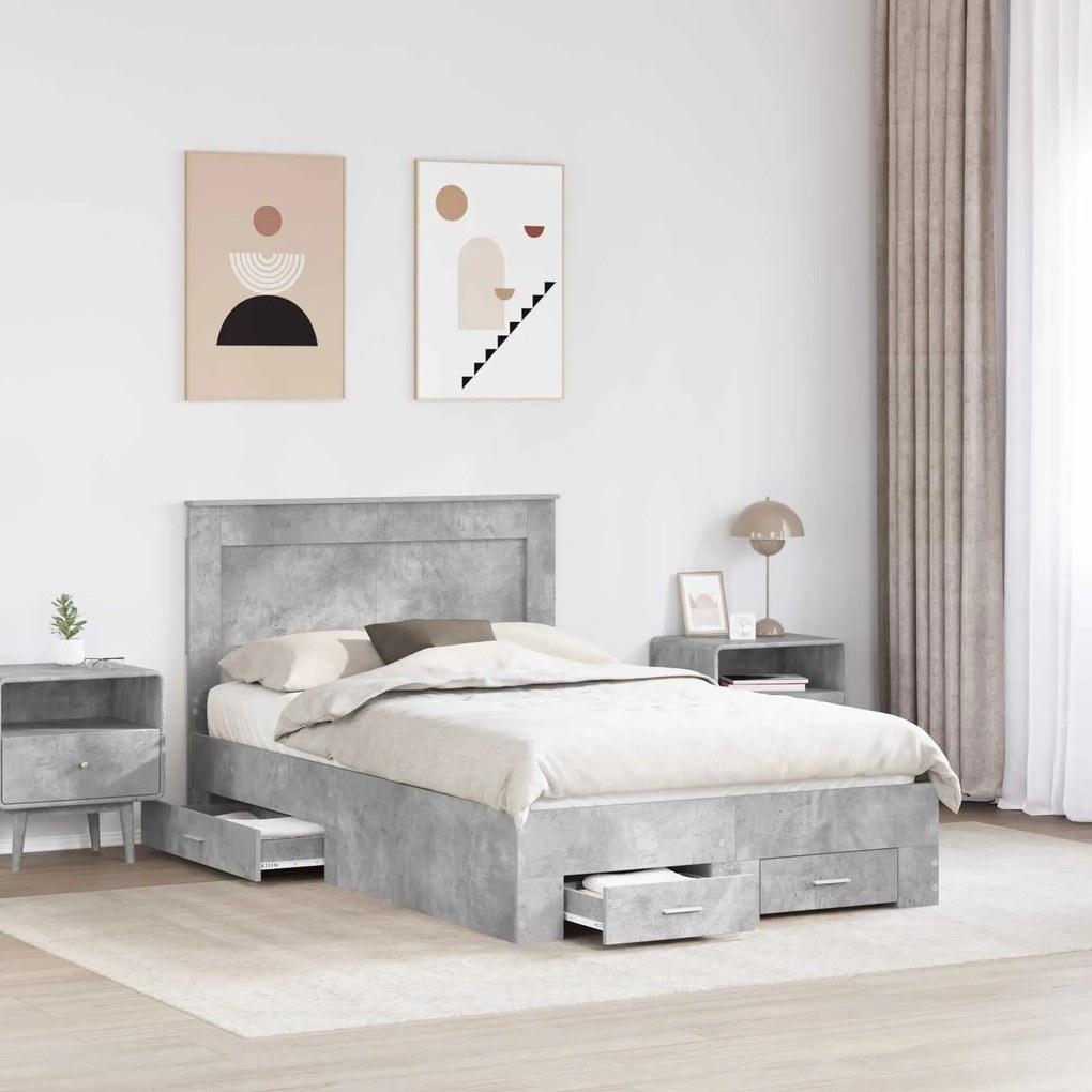 Rám postele s čelo Betonově šedá 120 x 190 cm Kompozitní dřevo 3410337
