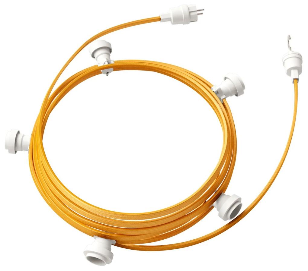 creative cables Hotový světelný řetěz LUMET 7,5 m je sestavený z 5 bílých objímek, háčku a zástrčky Barva kabelu: Bílo-černá - ECC37