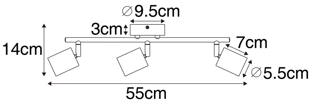 Průmyslové bodové světlo černé se dřevem naklápěcí 3-světlo - Jeana