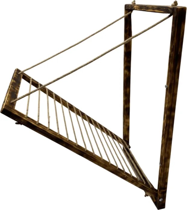 Stylový dřevěný sušák na prádlo na stěnu – tmavý, úzký, ruční výroba