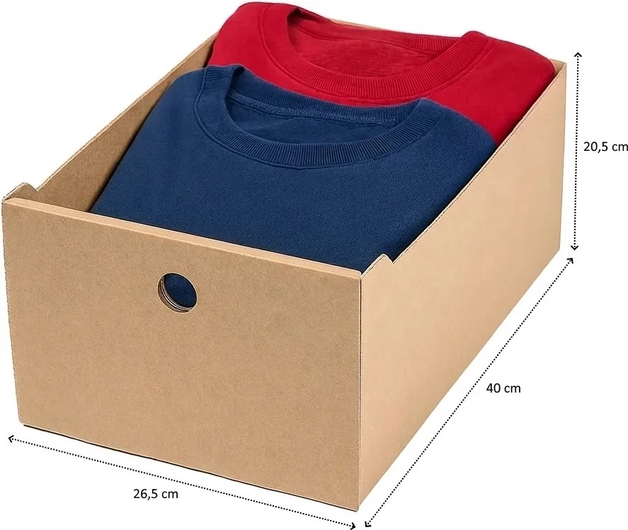KARTON PAK Úložné boxy na oblečení, organizéry do skříně EKO KARTON 27x40x21 - zásuvka
