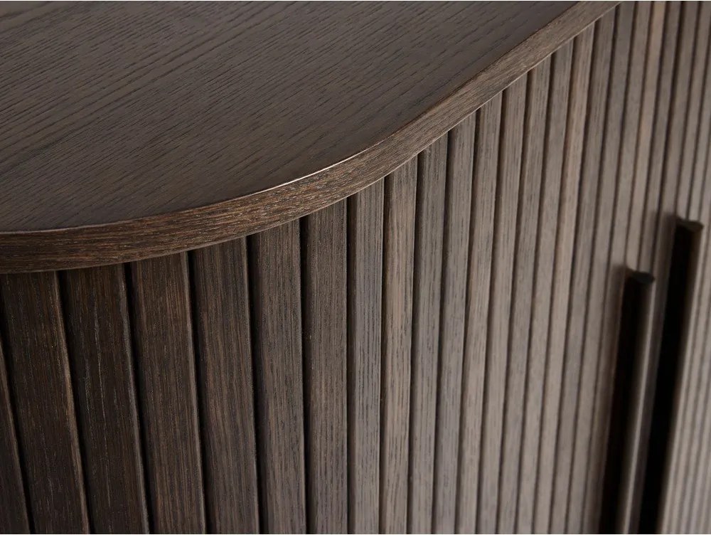 Skříňka v dekoru dubu s posuvnými dveřmi v tmavě přírodní barvě 100x118x40 cm Meta – Unique Furniture