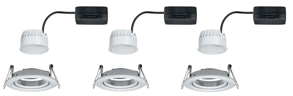 Paulmann 93451 LED Coin Nova round, set kulatých bodovek v úpravě kartáčovaný hliník, 3x6,5W LED 2700K, prům.8,4cm