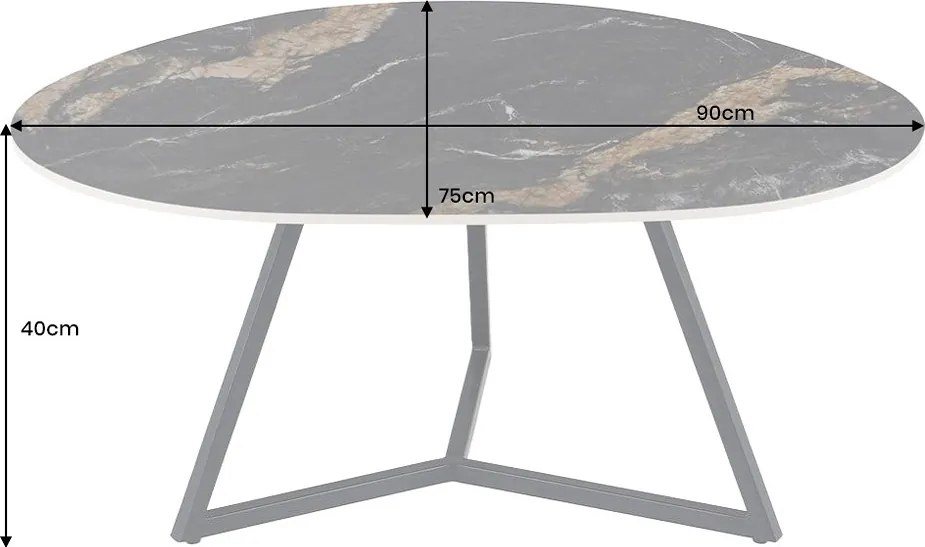 Keramický konferenční stolek Paquita 90 cm černý / pískový