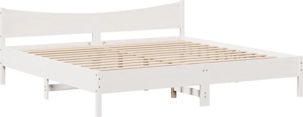 Rám postele s čelem bílý 200 x 200 cm masivní borové dřevo 3307033