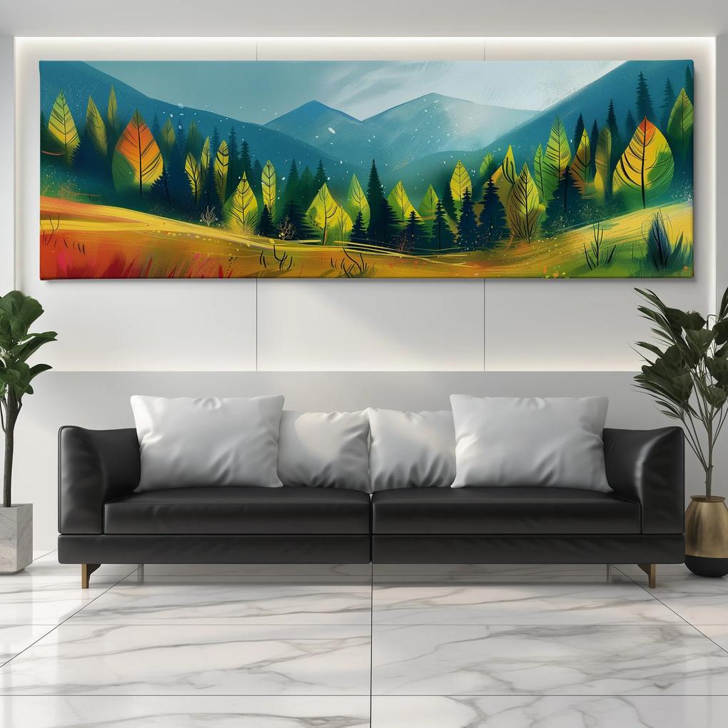 Obraz na plátně - Lesy divoké, hory špičaté FeelHappy.cz Velikost obrazu: 180 x 60 cm