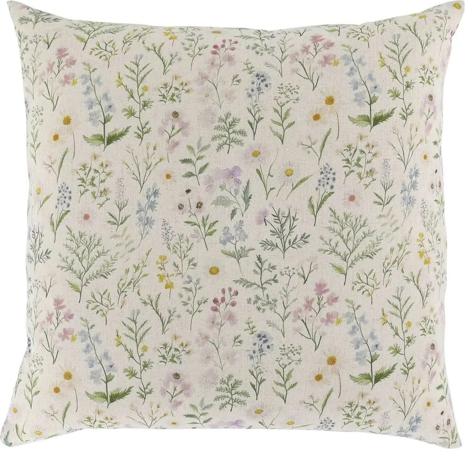 Krémový povlak na polštář s divokými květy Aix Wild Flowers - 60*60 cm