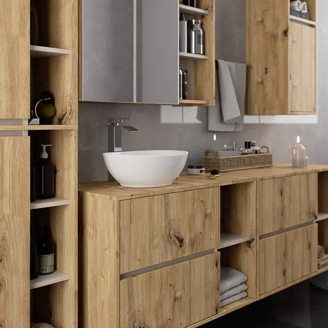 Skříňka pod umyvadlo VAMI Š90 2SZ dub artisan / kašmír
