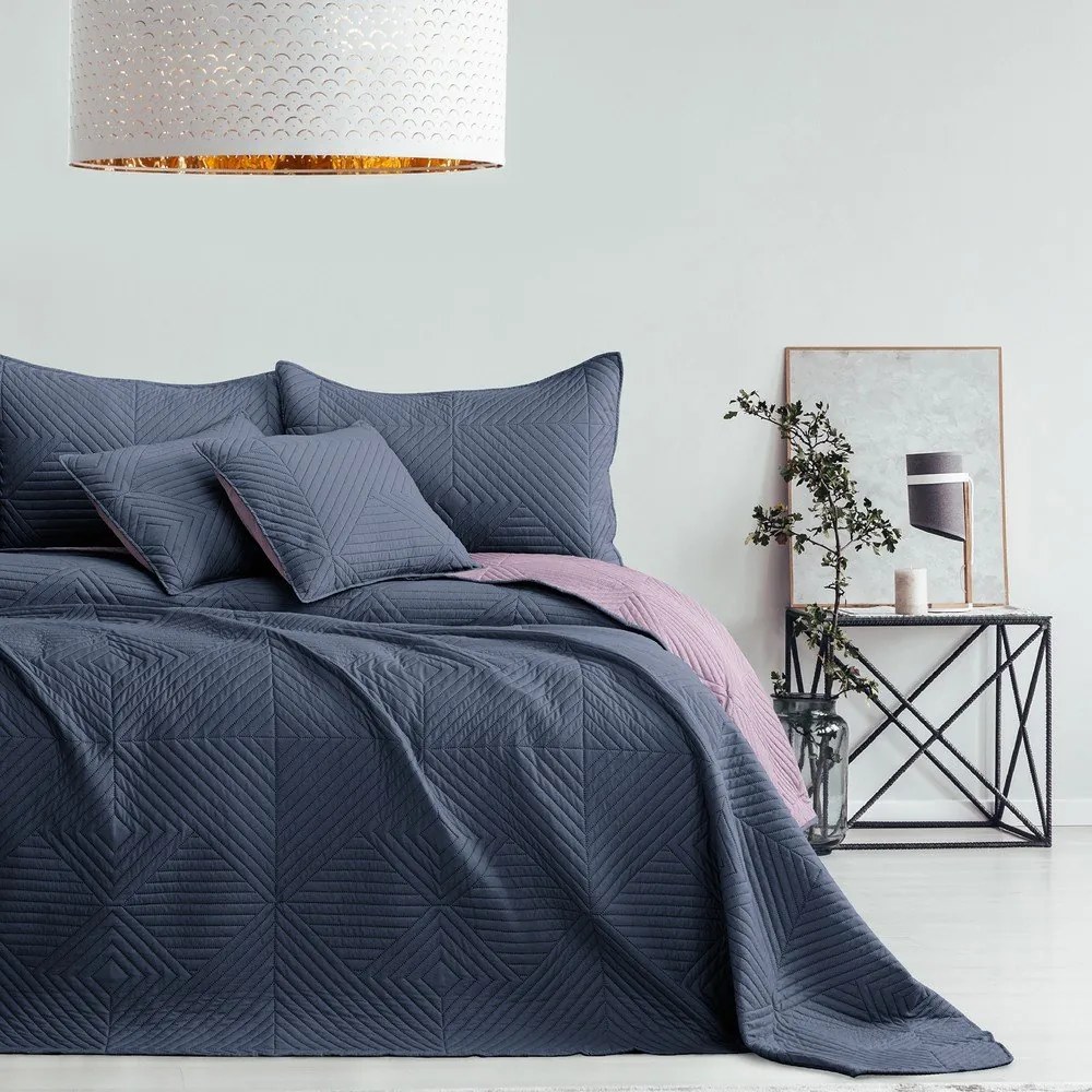 Růžový/tmavě šedý prošívaný přehoz z mikrovlákna 220x240 cm Softa – Restilo