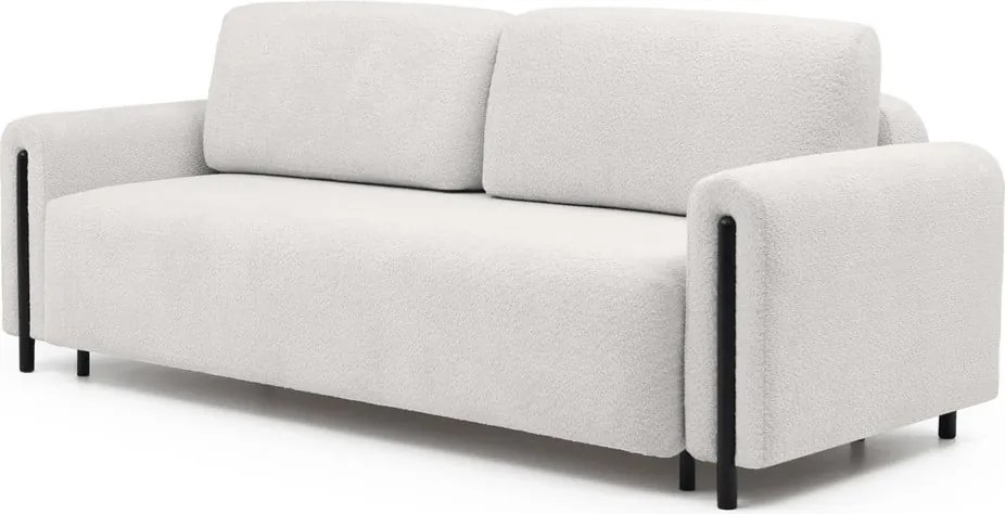 Krémová rozkládací/s úložným prostorem pohovka z textilie bouclé 244 cm Arcadova – ELTAP