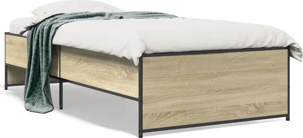 vidaXL Rám postele 90 x 190 cm kompozitní dřevo a kov [845250] Barva: kouřový dub