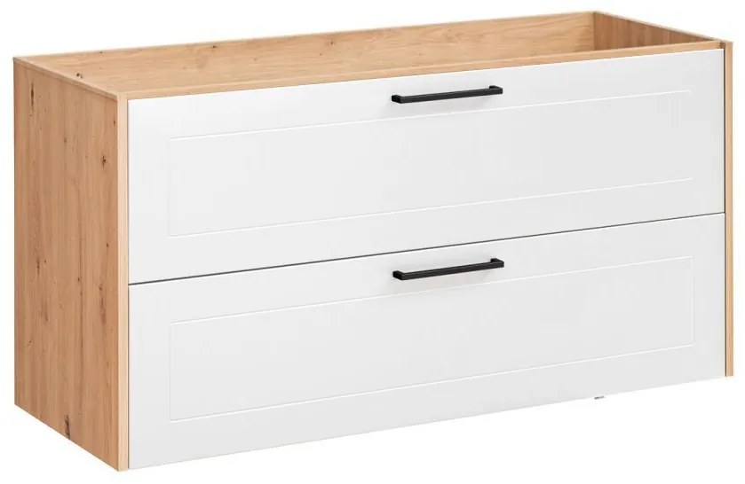 MAXIVA Závěsná skříňka pod umyvadlo - MADERA 854 white, šířka 120 cm, dub artisan/bílá