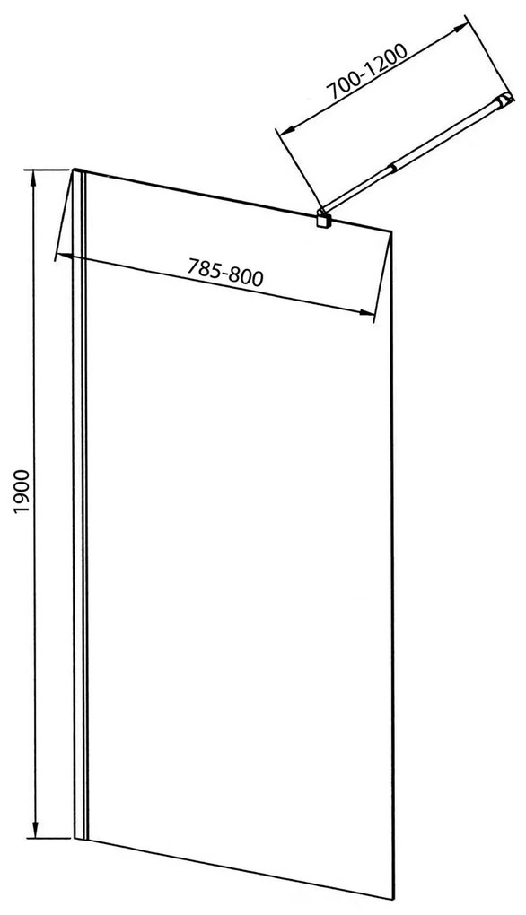 Aqualine WALK-IN zástěna jednodílná k instalaci na zeď, 800x1900 mm, sklo Brick WI080