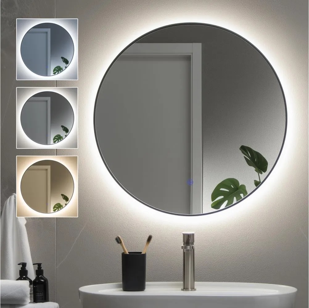 Brilagi - LED Koup. zrcadlo VENA BLACK LED/19W/230V 60 cm IP44 CRI 90 stmív.+CCT
