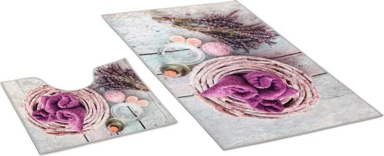 Bellatex 3D tisk sada Fialová 60x100 cm 60x50 cm (SADA)