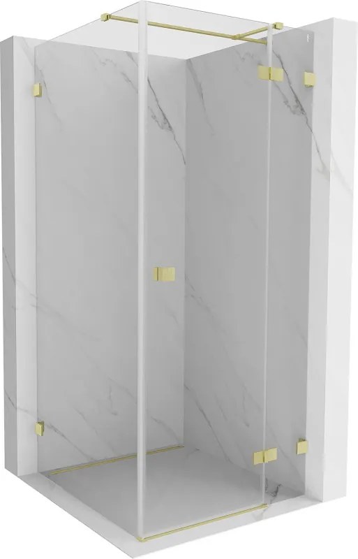Mexen Lunar T, výklopný sprchový kout pravý 110 x 110 cm, 8mm čiré sklo, zlatý kartáčovaný - 834T-110-110-55-00-P