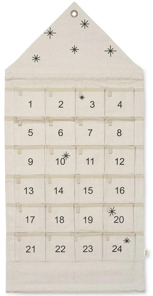 ferm LIVING Textilní adventní kalendář Star Christmas Calendar, béžová barva, krémová barva, přírodní barva, textil