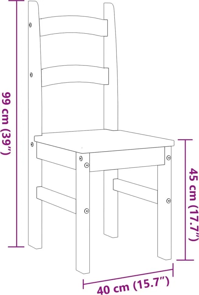 vidaXL Jídelní židle 2 ks 40 x 46 x 99 cm masivní borové dřevo [4005728] Barva: Bílá