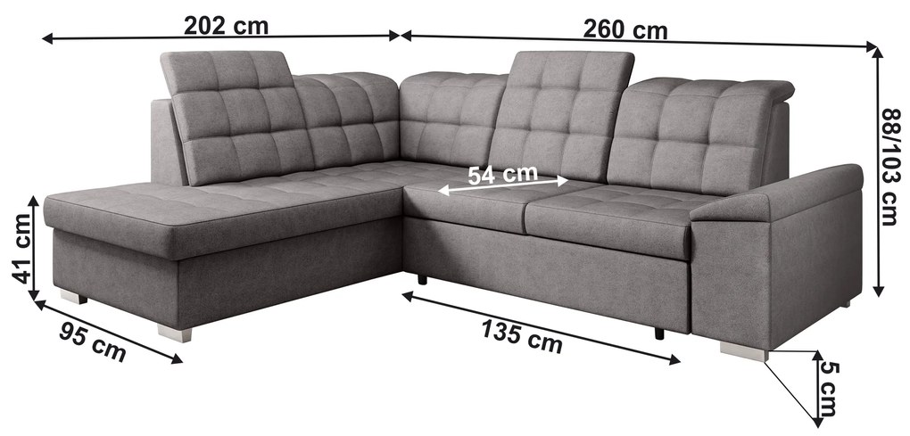 Kondela Rozkládací sedací souprava, hnědošedá, levá, OREO ROH