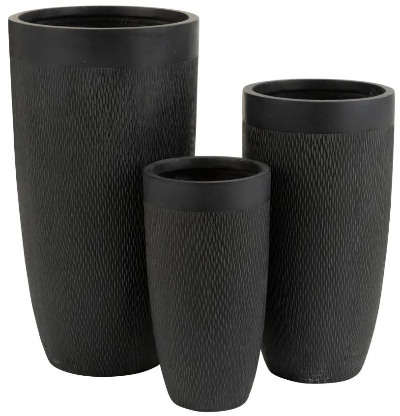 OnaDnes -20% Set tří černých keramických váz J-line Geramio 72/58/46 cm