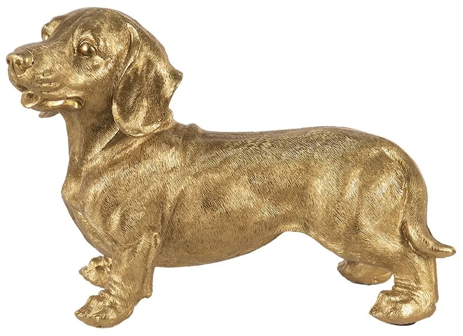 Zlatá dekorační socha Jezevčík - 32*14*23 cm