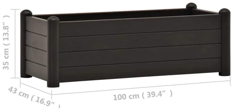 vidaXL Marketos Vyvýšený záhon PP antracitový 100 x 43 x 35 cm