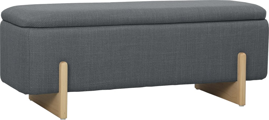 HOMCOM Stolička s úložným prostorem, sedací lavice s pěnovým polstrováním, imitace lnu, 111 x 44,5 cm, tmavě šedá