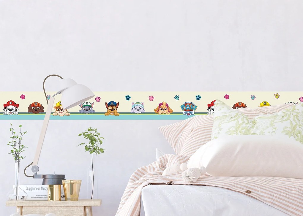 Dětská samolepící bordura na zeď Tlapková Patrola Buď Šťastný | 5 m x 13.8 cm | DWBD8004