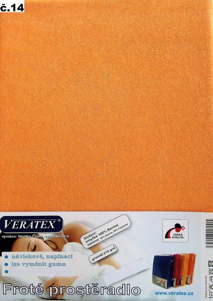 Veratex Froté prostěradlo 200x220 cm (č.14 broskvová)