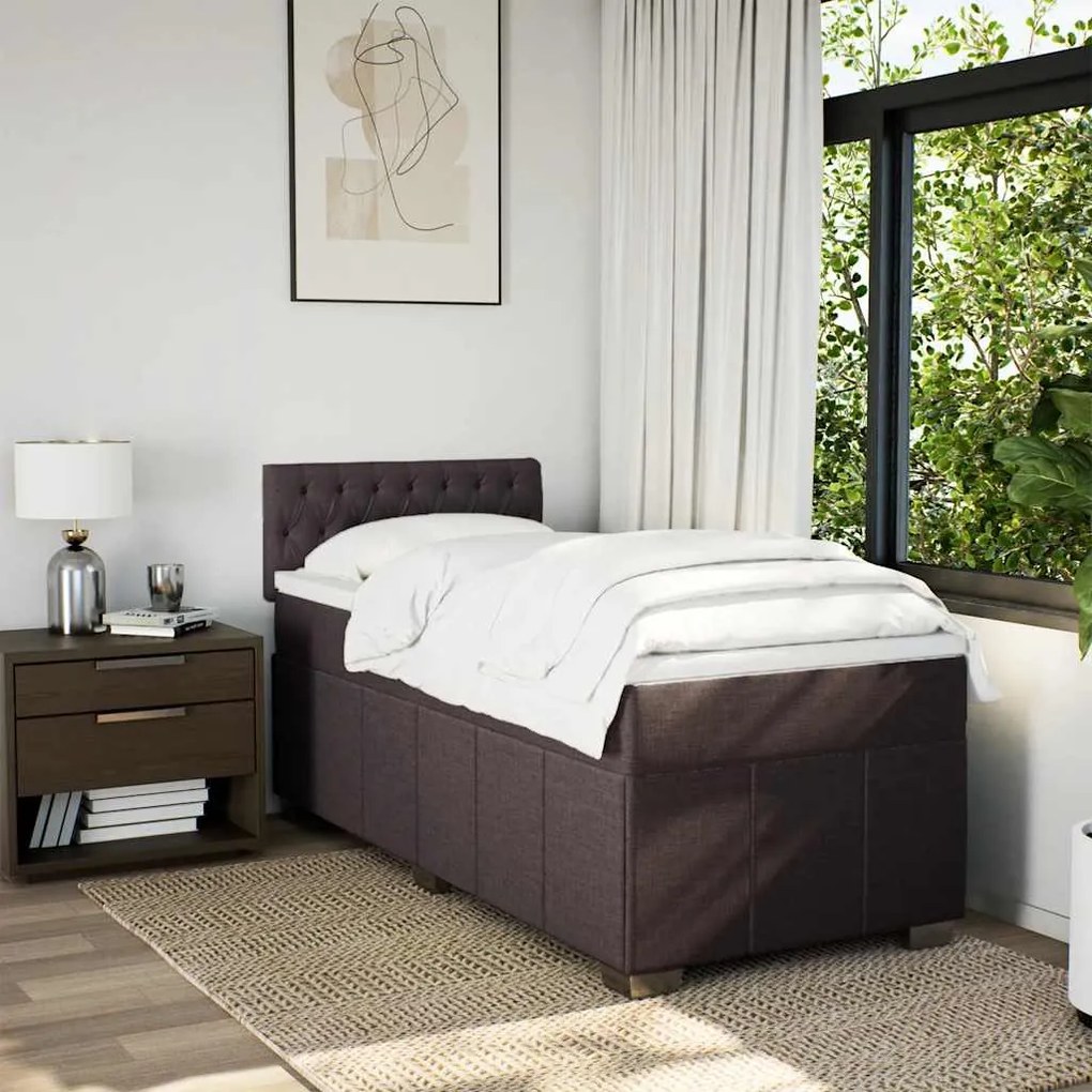 Box spring postel s matrací tmavě hnědá 90x200 cm textil 3289261