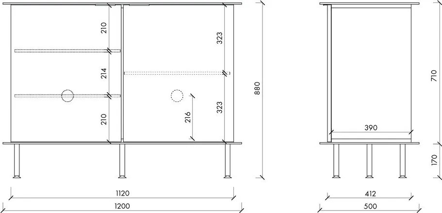 Šedobéžová komoda v dekoru dubu s dírou na kabely 120x88x50 cm Suumo – noo.ma