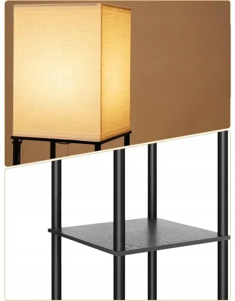 Stojací lampa s poličkami 1xE27/40W/230V 160 cm černá/bílá