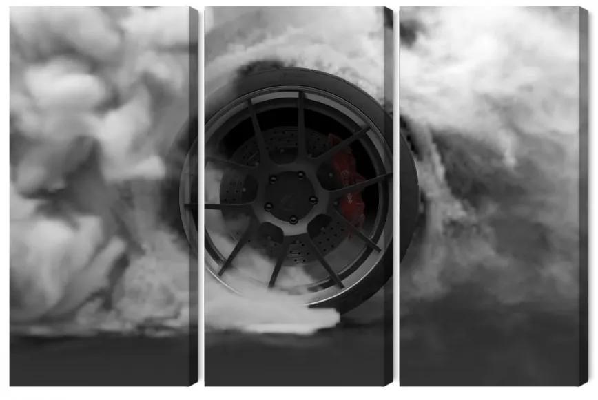 Vícedílný obraz Kolo Auta V Oblaku 3D Kouře Nedostatek Nedostatek Plátno Canvas 120x80