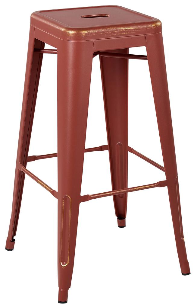 Sada 2 ocelových barových stoliček 76 cm červené/zlaté CABRILLO Beliani