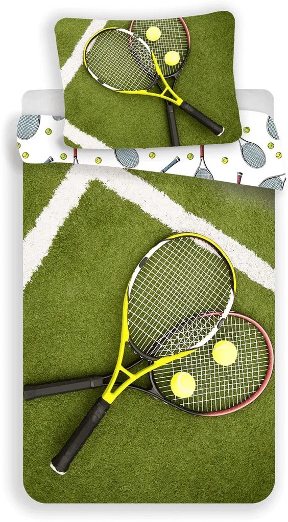 Bavlněné povlečení TENIS zelené Rozměr povlečení: 70 x 90 cm | 140 x 200 cm
