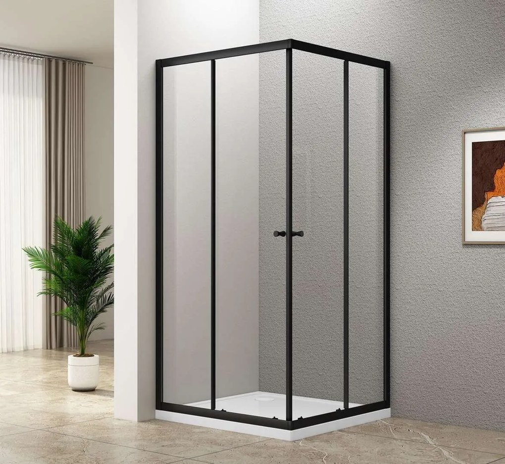 Aqualine Agga - Sprchový kout 80x80 cm, čiré sklo/matná černá BLF808